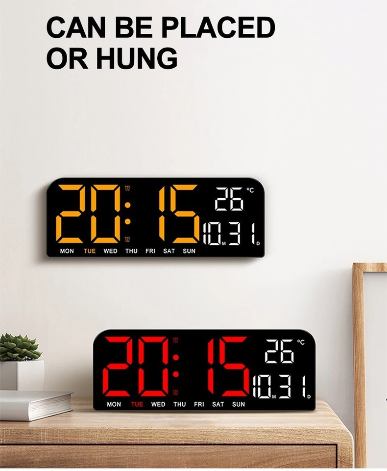 Large Red LED Digital Wall Clock Temperature Date Countdown Table Clock ...
