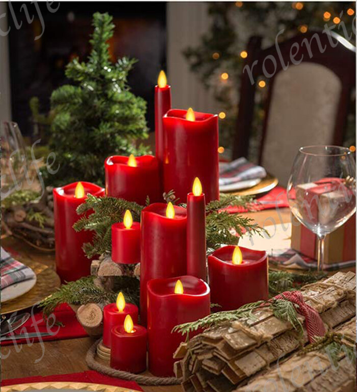 Luminara LED Flameless LED Battery Taper Candles with Remote Red 9.5 ...