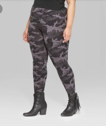 Womens Plus Size Camo Print High- Waist Leggings- Wild Fable Size 1X 2X ...