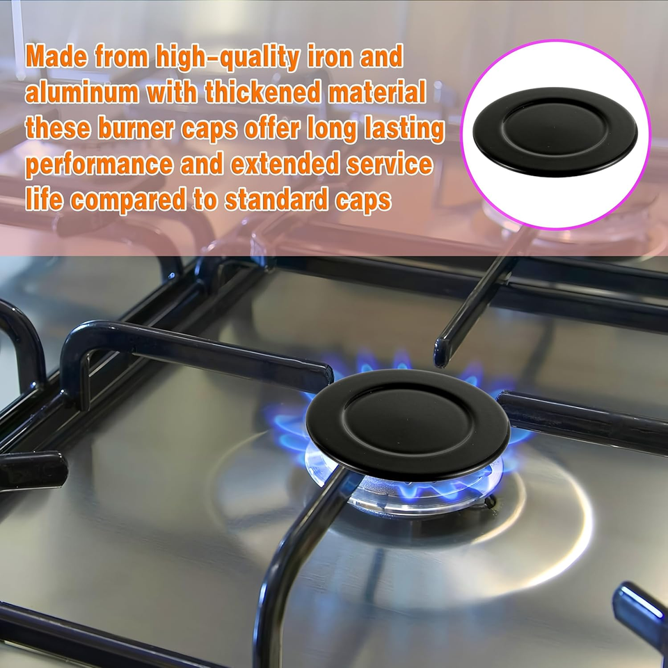 Upgraded Gas Stove Burner Cap Set 4Piece Metal Cooker Hat Replacement ...