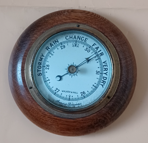Vintage Walker & Hall aneroid Barometer in nice wooden oak frame | eBay UK