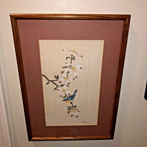 Lori Goodwin SIGNED Print of Dogwood Blooms & Blue Bird - Matte Framed ...