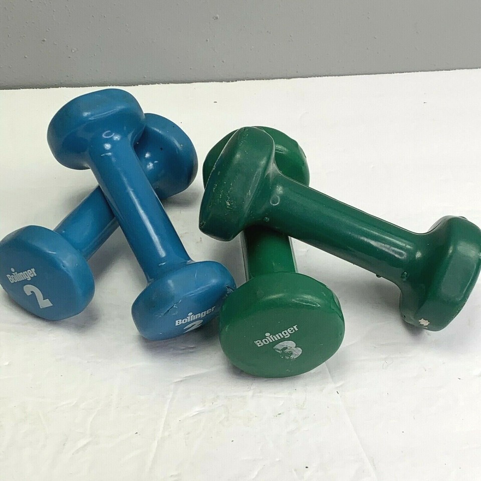 Bollinger Hand Weights Set of 4 Two and Three Pound lb Coated Workout ...