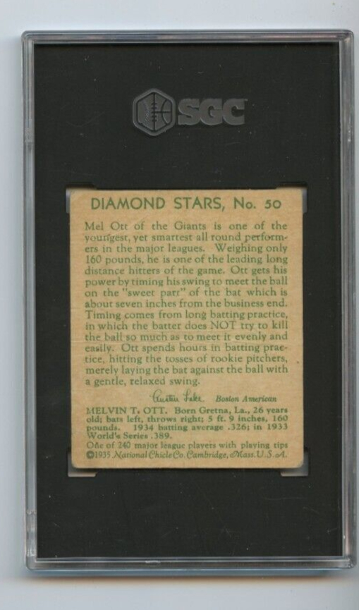 1934-36 Diamond Stars Mel Ott New York Giants #50 💥💥🎆 SGC Graded 1 | eBay