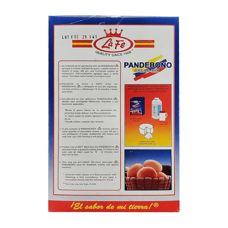 La Fe Colombian Pandebono Bread Mix 14 OZ - Pack of 3 boxes - Importado ...