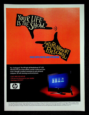 HP MediaSmart LCD HDTV TV Television 2006 Trade Print Magazine Ad ...