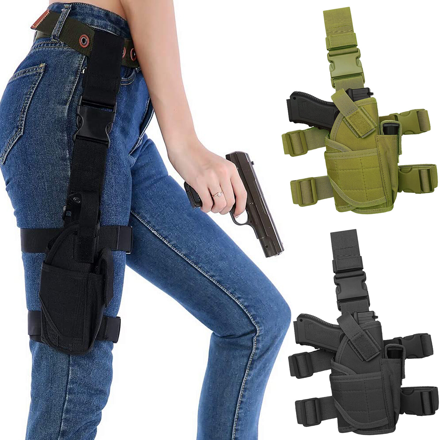 Tactical Hunting Right Hand Gun Holster Adjustable Military Drop Leg ...