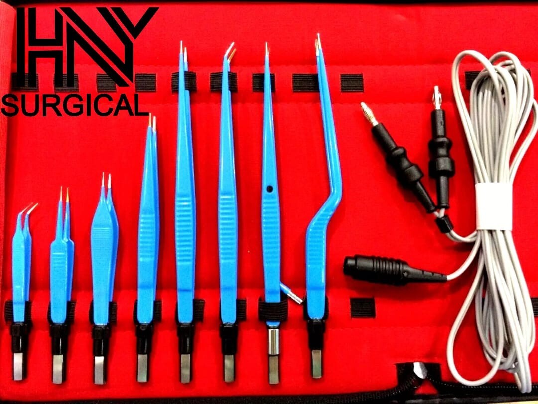 Euro Type Bipolar Forceps Blue Reusable with silicon 3 meter cord 9 ...