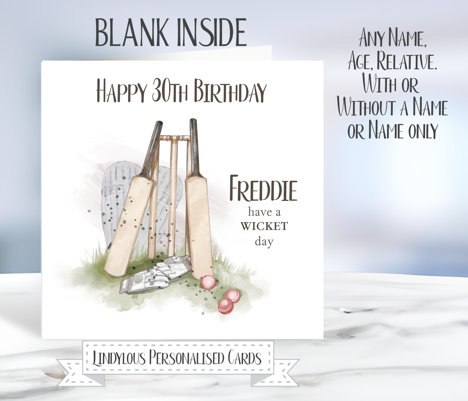 Cricket Birthday Card Personalised Brother Uncle Son Dad Fiancé Nephew ...