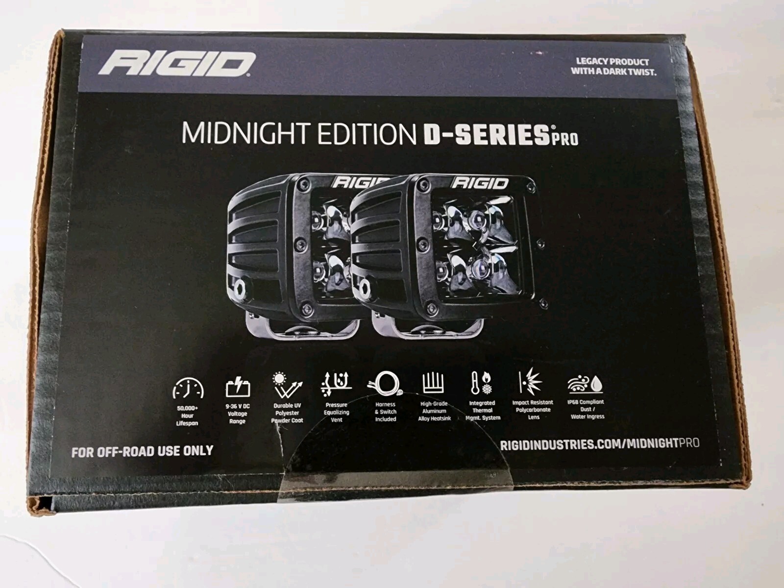 RIGID 202213BLK Pair of Midnight Edition Pro LED Lights D-Series Dually ...