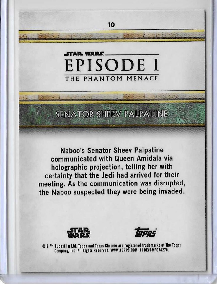 2024 Topps Star Wars Chrome Sapphire #10 Senator Sheev Palpatine Green ...