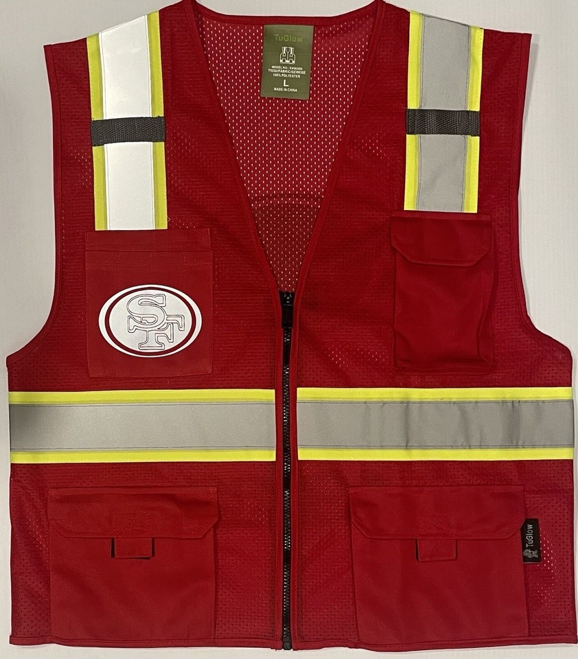 49ERS RED REFLECTIVE SAFETY VEST W/SILVER REFLECTIVE LOGO SIZE. | eBay