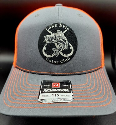 Lake Erie Walleye Gator Club Trucker Hat With Leather Engraved Walleye ...