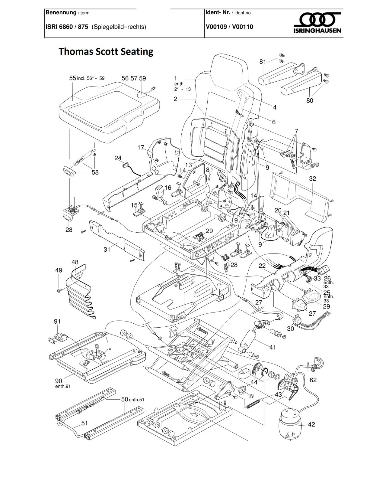 Scania VOLVO 20443547 ISRI seat damper aftermarket 26960-01 98889-08 ...