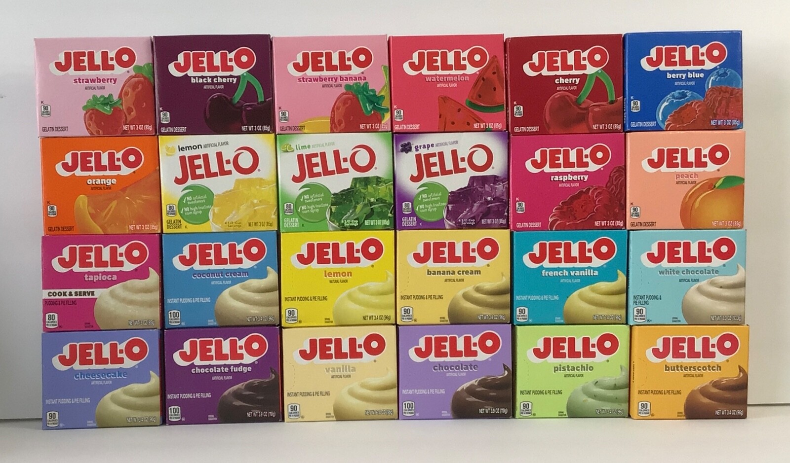 24 Flavors Jell-O Gelatin/Pudding Variety Pack! Free Shipping ...