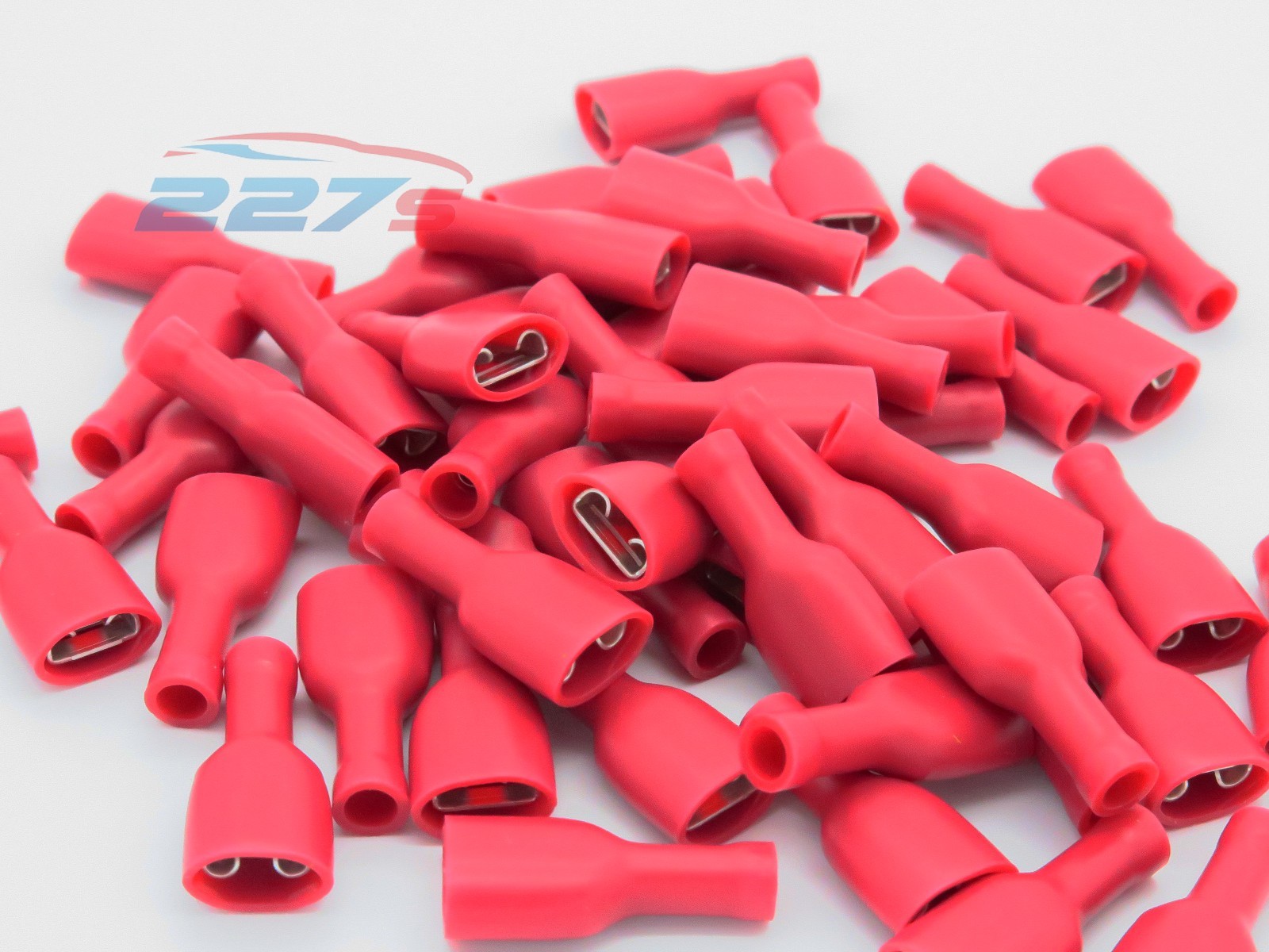 100x Red Fully Insulated Female Spade Electrical Connector Crimp ...