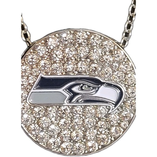 NFL Seattle Seahawks Round Rhinestone Pendant Football Necklace ...