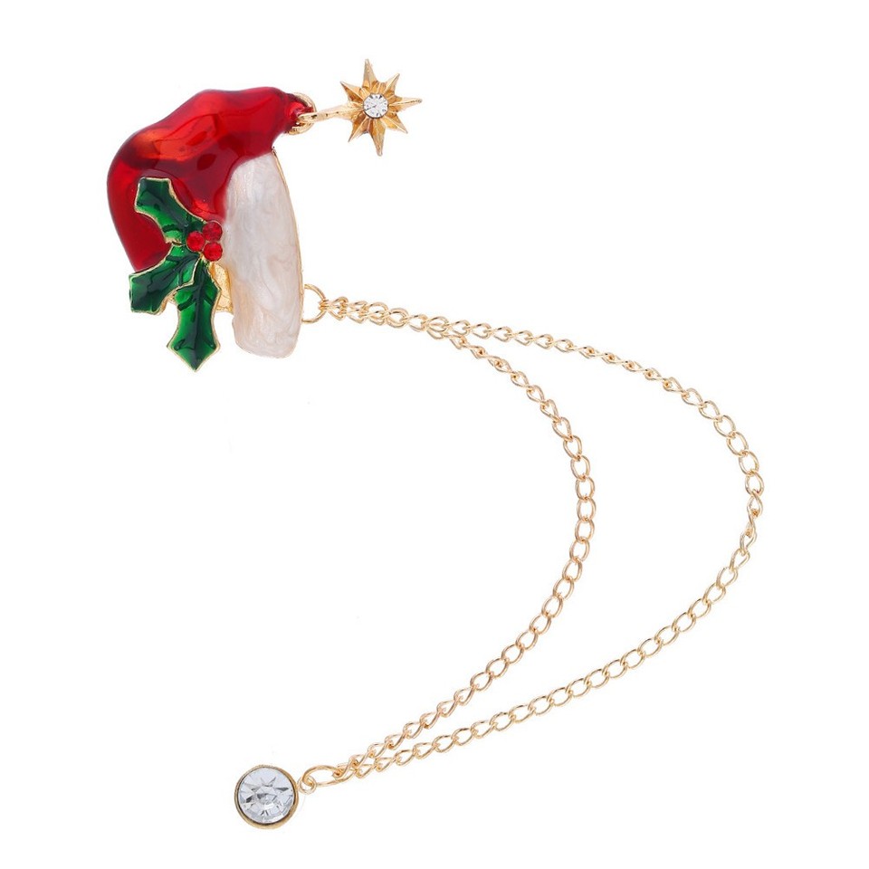 Stylish Cartoon Christmas Hat Shaped Brooch Alloy Drop Oil Brooch Wild ...