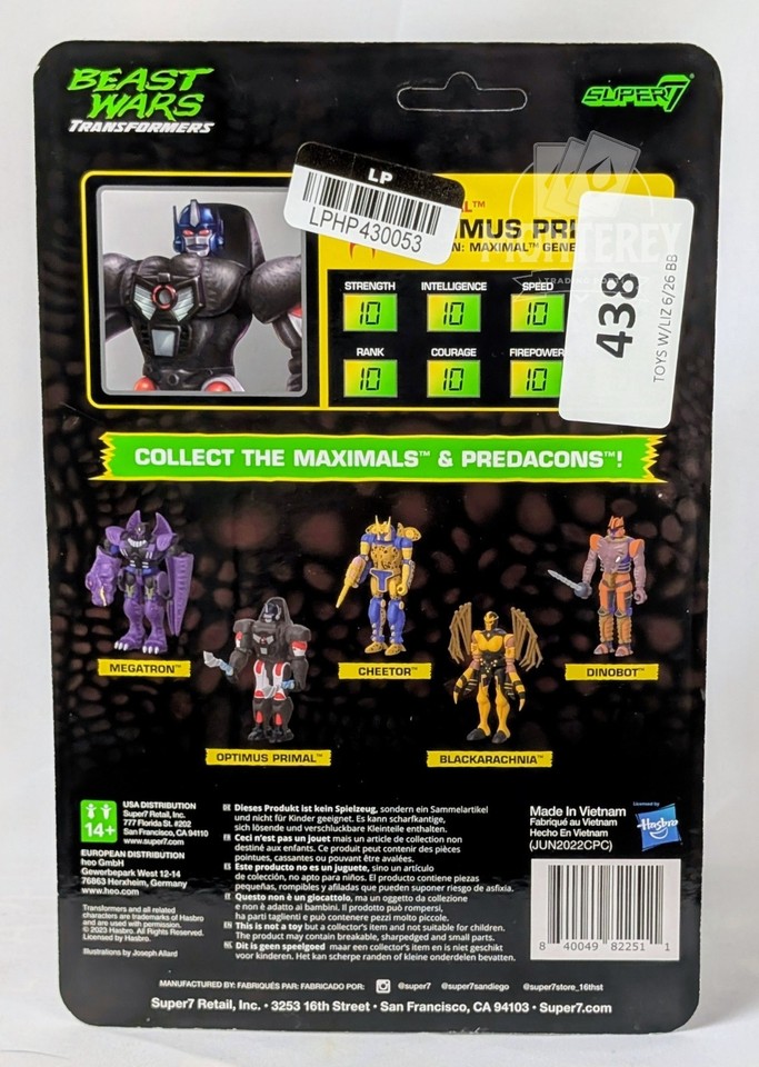 Beast Wars Transformers Super7 ReAction Optimus Primal Hyper Steel ...