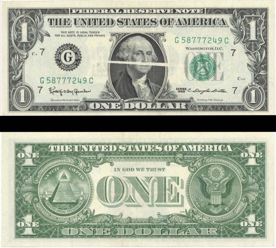 $1 Obstruction - Not a Gutter Fold! - 1963 dated Paper Money Error ...