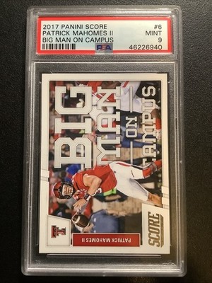 PATRICK MAHOMES II 2017 SCORE BIG MAN ON CAMPUS ROOKIE #6 RC PSA 9 ...