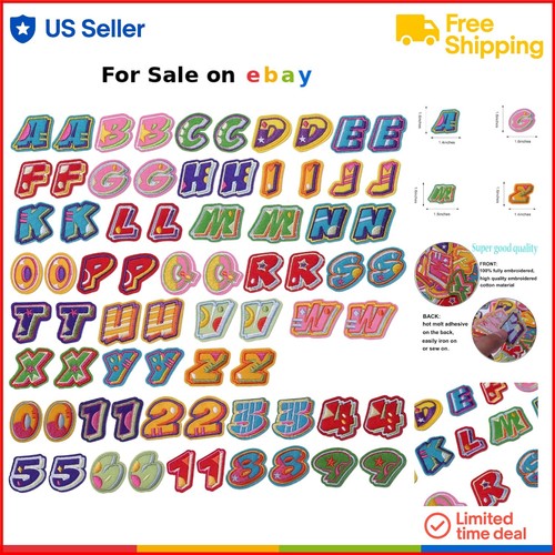 Iron on Letters Numbers Patches Cotton Embroidered DIY Clothes ...