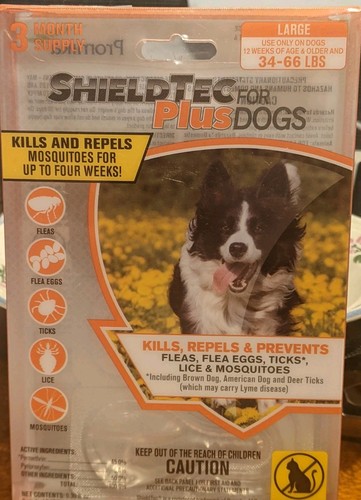 ShieldTec for Plus Large Dogs Flea Eggs Tick Lice Mosquito 34-66 lbs 3 ...