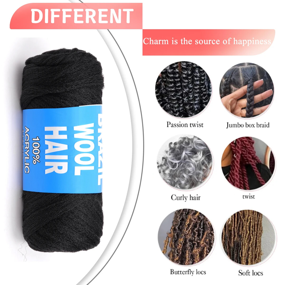 Colorful Brazilian Wool Hair for Braiding Knitting Twist Braids Faux ...