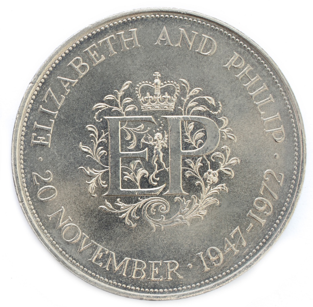 1972 CROWN UNC - SILVER JUBILEE WEDDING CROWN OF QUEEN ELIZABETH II AND ...