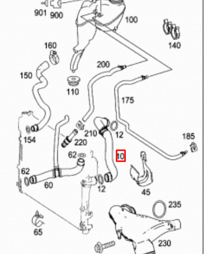 NEW MB S W221 WATER COOLANT RADIATOR UPPER HOSE A2215013582 OEM | eBay