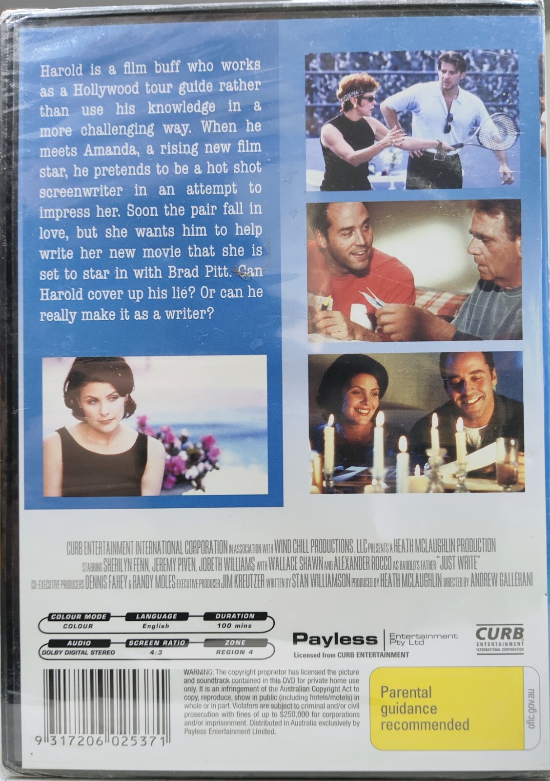 Just Write DVD, Sherilyn Fenn, Jeremy Piven, New Sealed, Free Postage ...