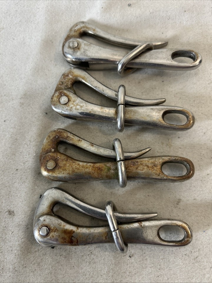 (4) Stainless Steel Pelican Hooks Marine Sailboat Lifeline Rigging Gear ...
