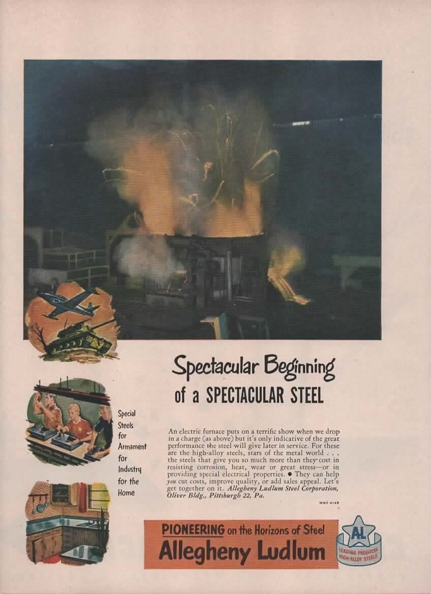 Print Ad 1953 Allegheny Ludlum Steel-Electric Furnace-Special Steels ...