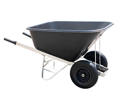 Heavy-Duty PUNCTURE PROOF Wheelbarrow 200 Litre Twin Wheel Durable ...