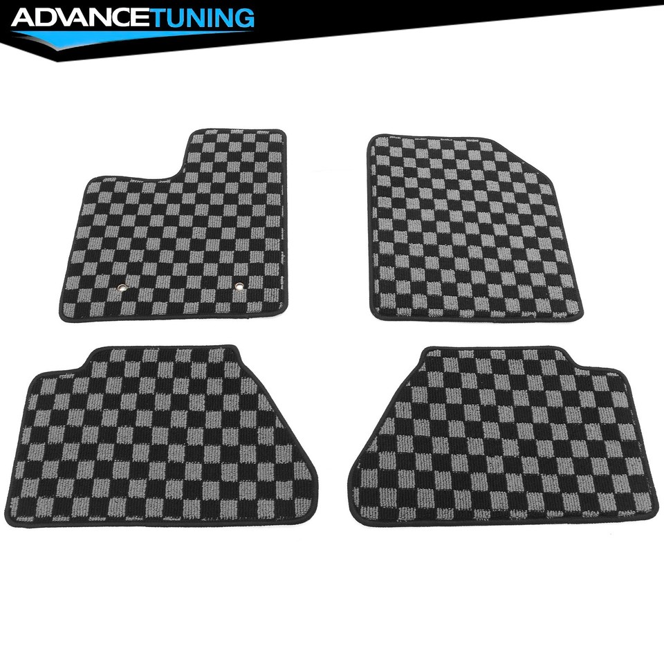 For 07-13 Ford Edge 4DR Front Rear Floor Mats Carpets Checkered Black ...