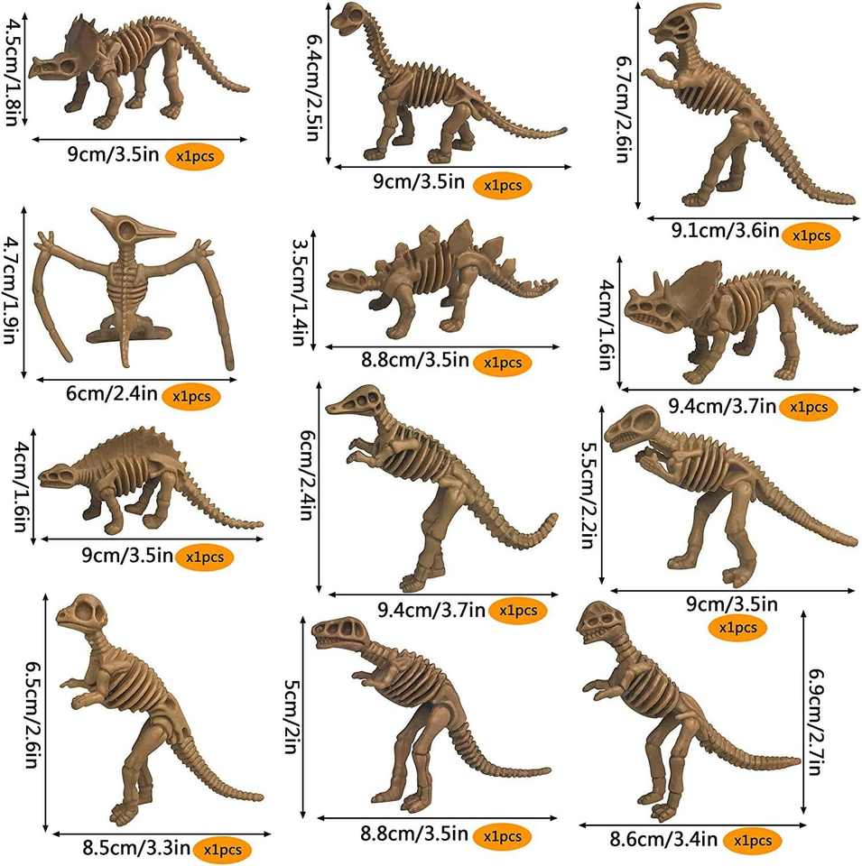 48 PCS Dinosaur Fossil Skeletons Assorted Dinosaur Skeleton Toy Figures ...