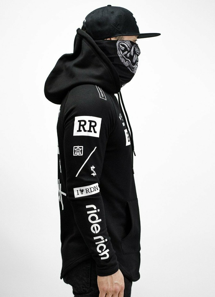 Ride Rich GP Scoop Pullover Motorcycle Hoodie Black/White Hoody Bike ...