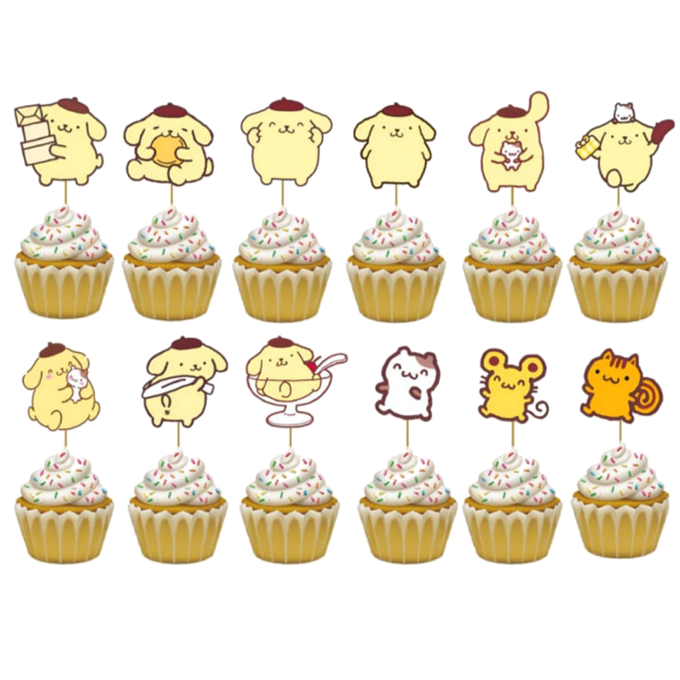 POMPOMPURIN cupcake topper birthday party supplies favor centerpiece ...