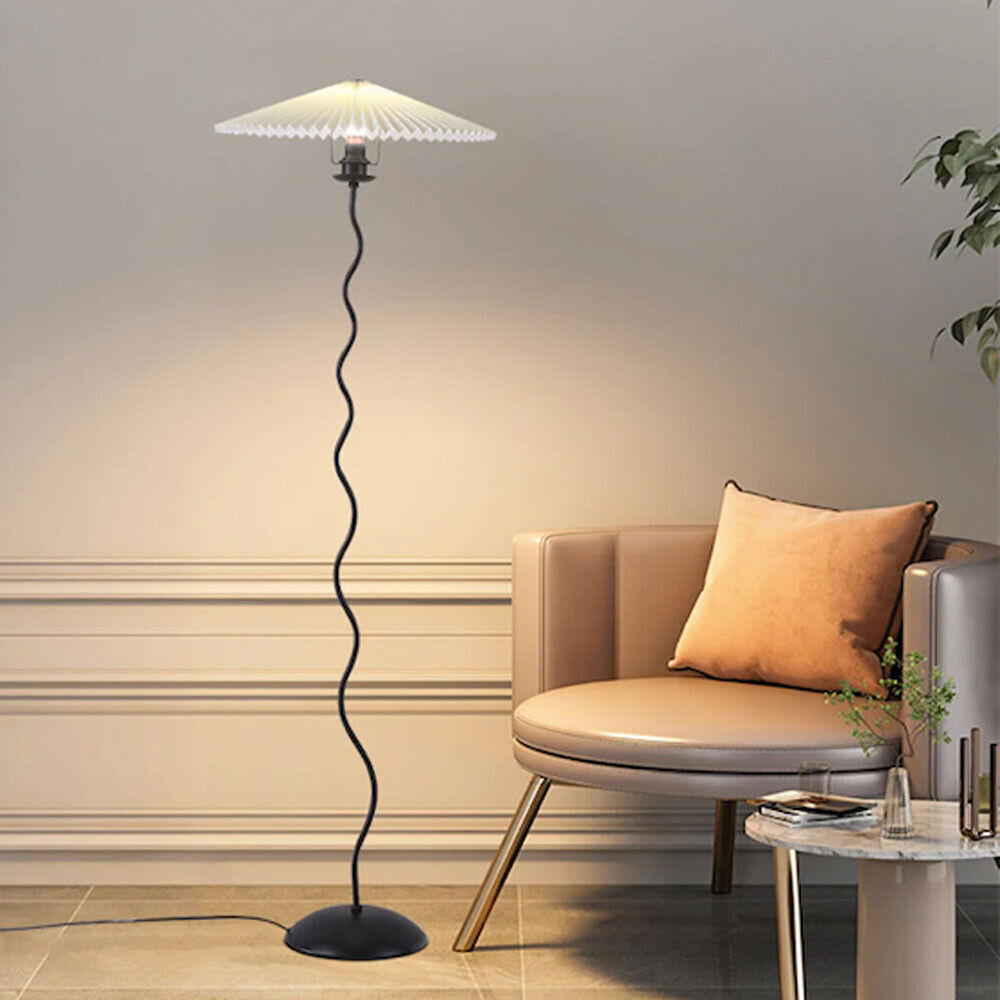 Floor Lamp Iron Wavy line Stands fabric Accordion Pleats Living ...