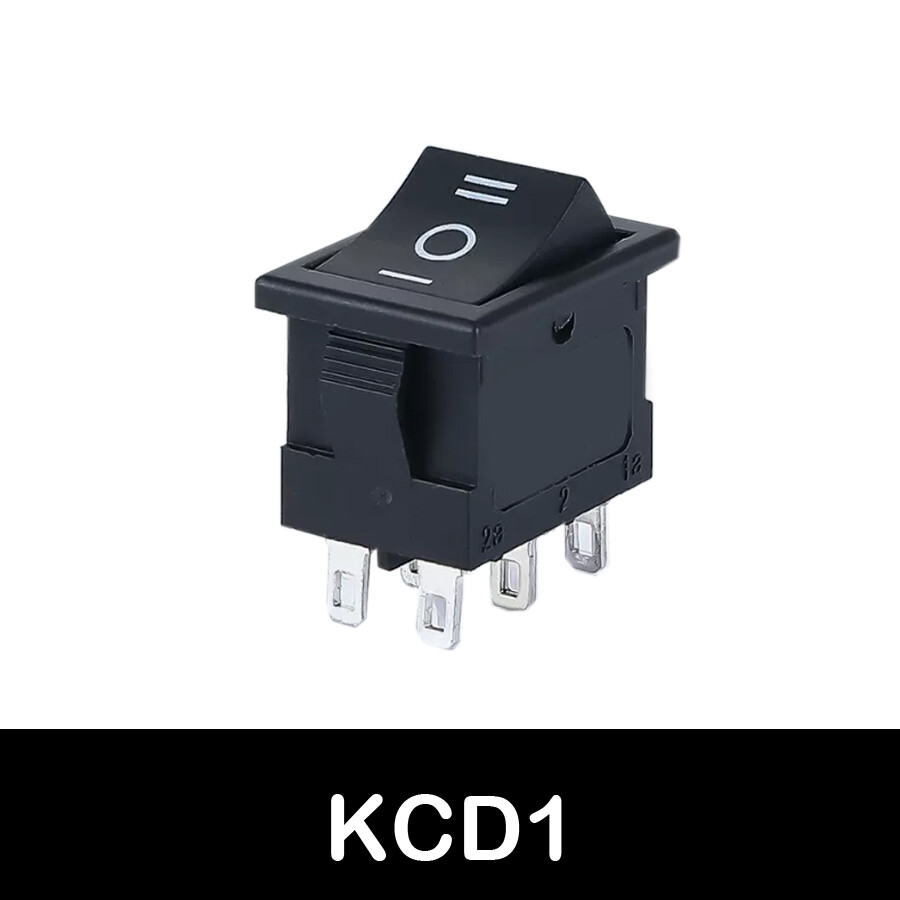 KCD1 6A 6 Pins 3 Positions Black Body Without Light Shifter Rocker ...