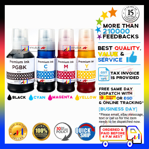 10x NON-OEM GI61 GI-61 B/C/M/Y Ink Bottle for Canon Pixma G3620 G3660 ...