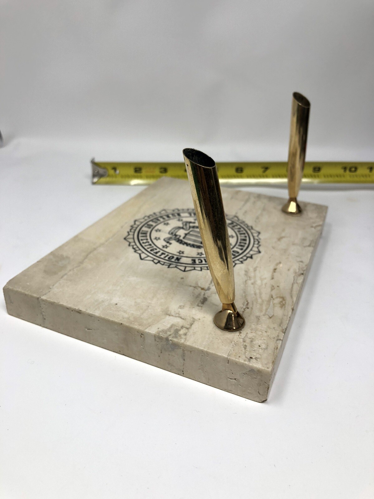 Vintage FBI Marble Base Desk Double Fountain Pen Holder No Pens | eBay