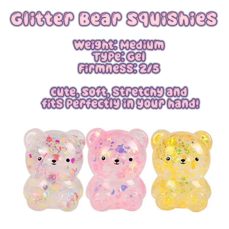 1 Dozen Glitter Teddy Bear Squishy Fidget Toy Stress Relief Relax ...