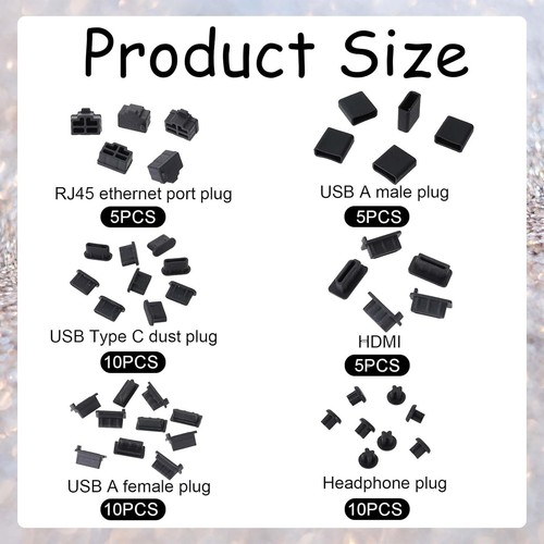 USB Port Cover Silicone Protection Caps HDMI, RJ45 Ethernet black | eBay