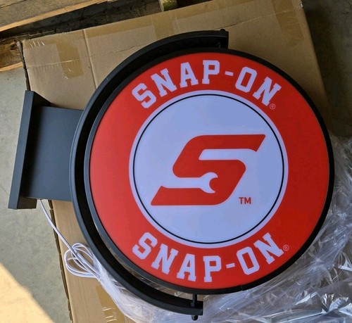 Snap On Tools Double Sided Sign W/LED Rotates Garage Home Man Cave Work ...