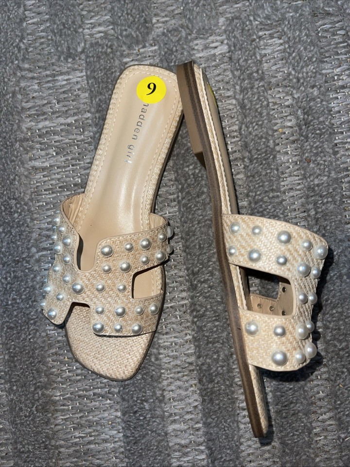 Madden Girl Raffia Haly PEARL Flat Sandal sz 9 NEW without box! ️ | eBay