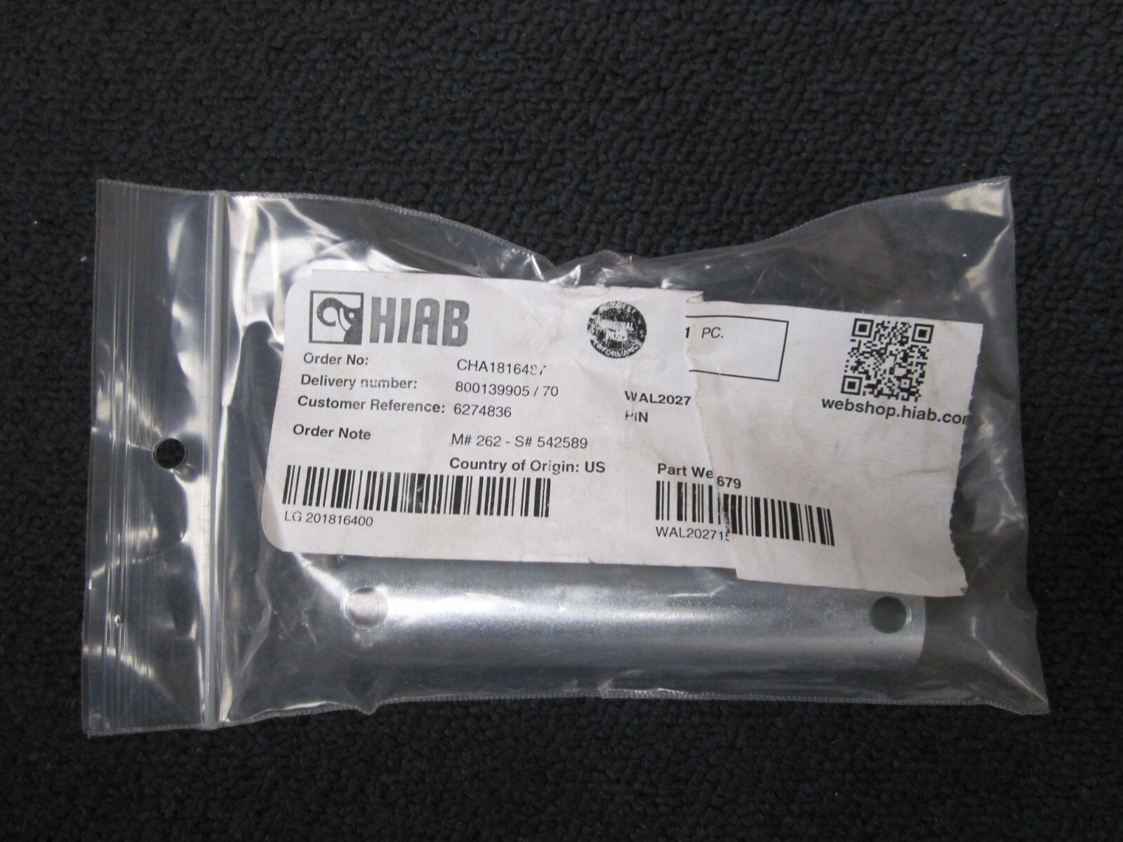 Waltco Liftgate Pin 20271501 | Rear | Steel | OEM | .87 x 4.31