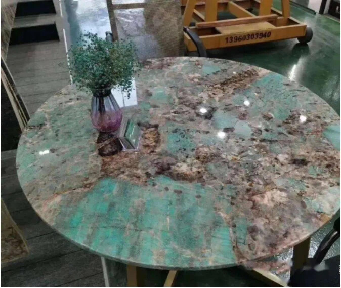 Amazonite Gemstone Countertop , Green Amazonite Agate Round Table Top ...