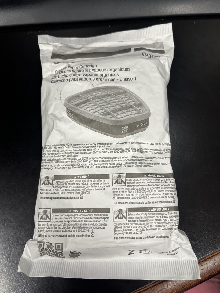 3M 6001 ORGANIC VAPOR CARTRIDGE 2PK Face Mask Painting PPE Filter *Free ...