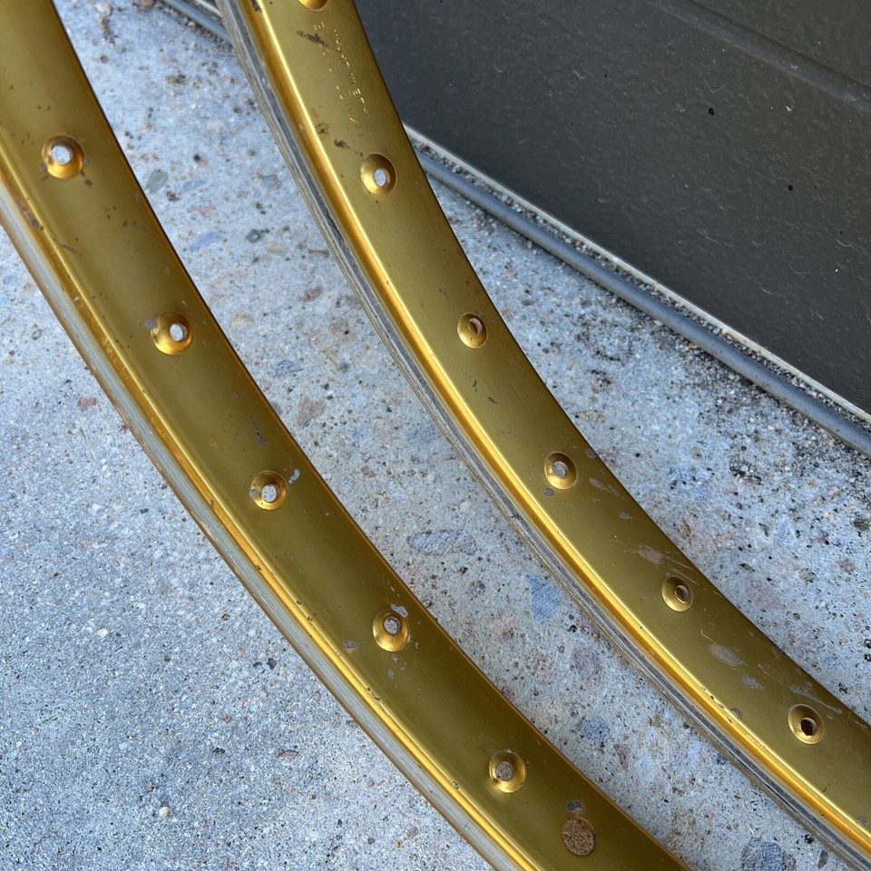 Ukai 26" Rim Set 26x2.125" Gold Anodized Rims Vintage BMX Mountain Bike ...